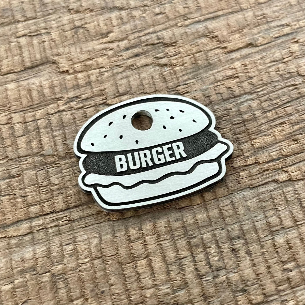 Burger Shaped Pet Tag - Food + Dog ID Tags - The Barking Tagsmith NZ